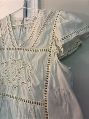 Bailey 44 | Tops | Bailey 44 Cream Eyelet Crochet Trim Flutter Sleeve ...